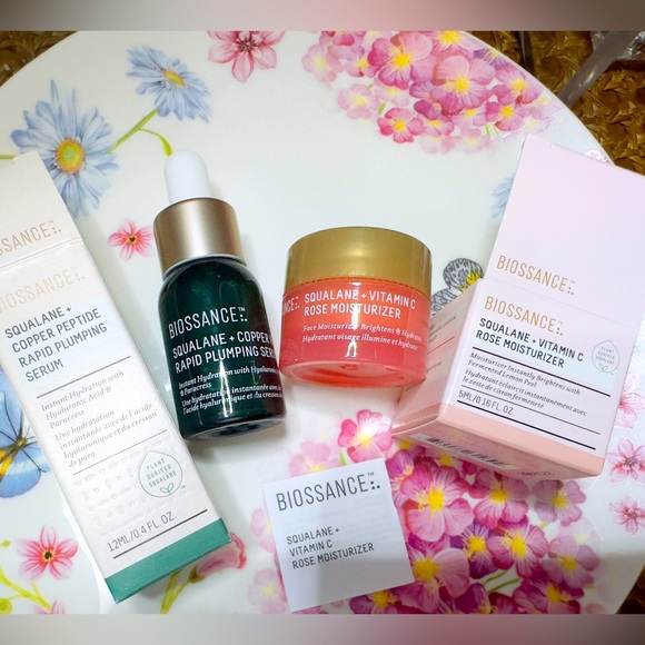 Biossance | Skincare | Biossance Squalane Copper Peptide Rapid Plumping Serum Rose Moisturizer ...